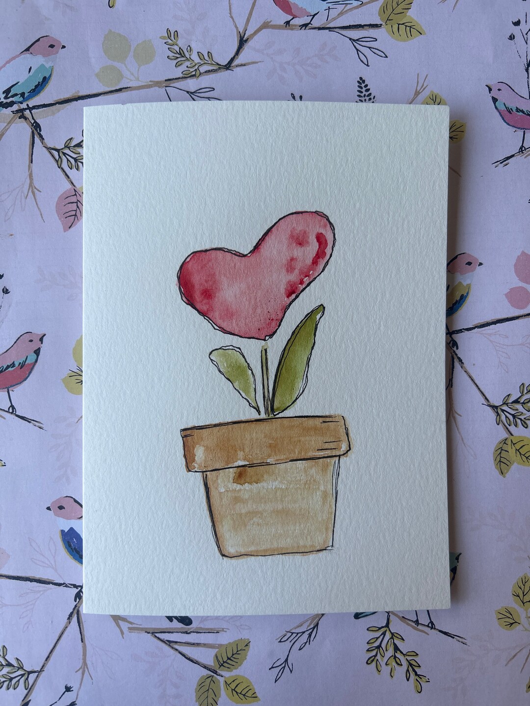 Watercolor Heart Card, Watercolor Love Card, Heart Greeting Card - Etsy