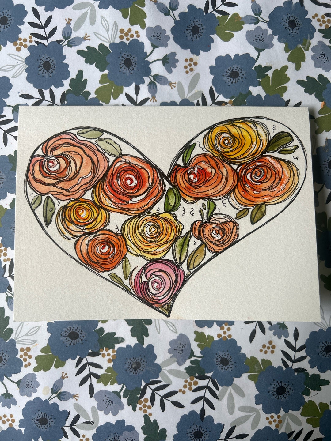 Flower Greeting Card, Watercolor Flower Card, Homemade Cards - Etsy