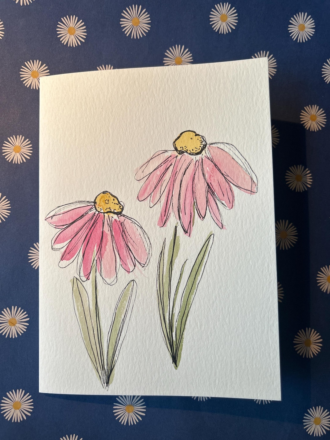Flower Greeting Card, Watercolor Flower Card, Homemade Cards - Etsy