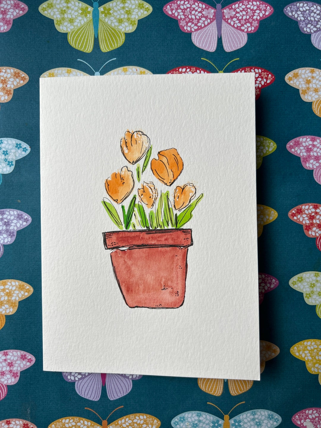 Hand Painted Watercolor Card, Watercolor Flower Card, Watercolors - Etsy
