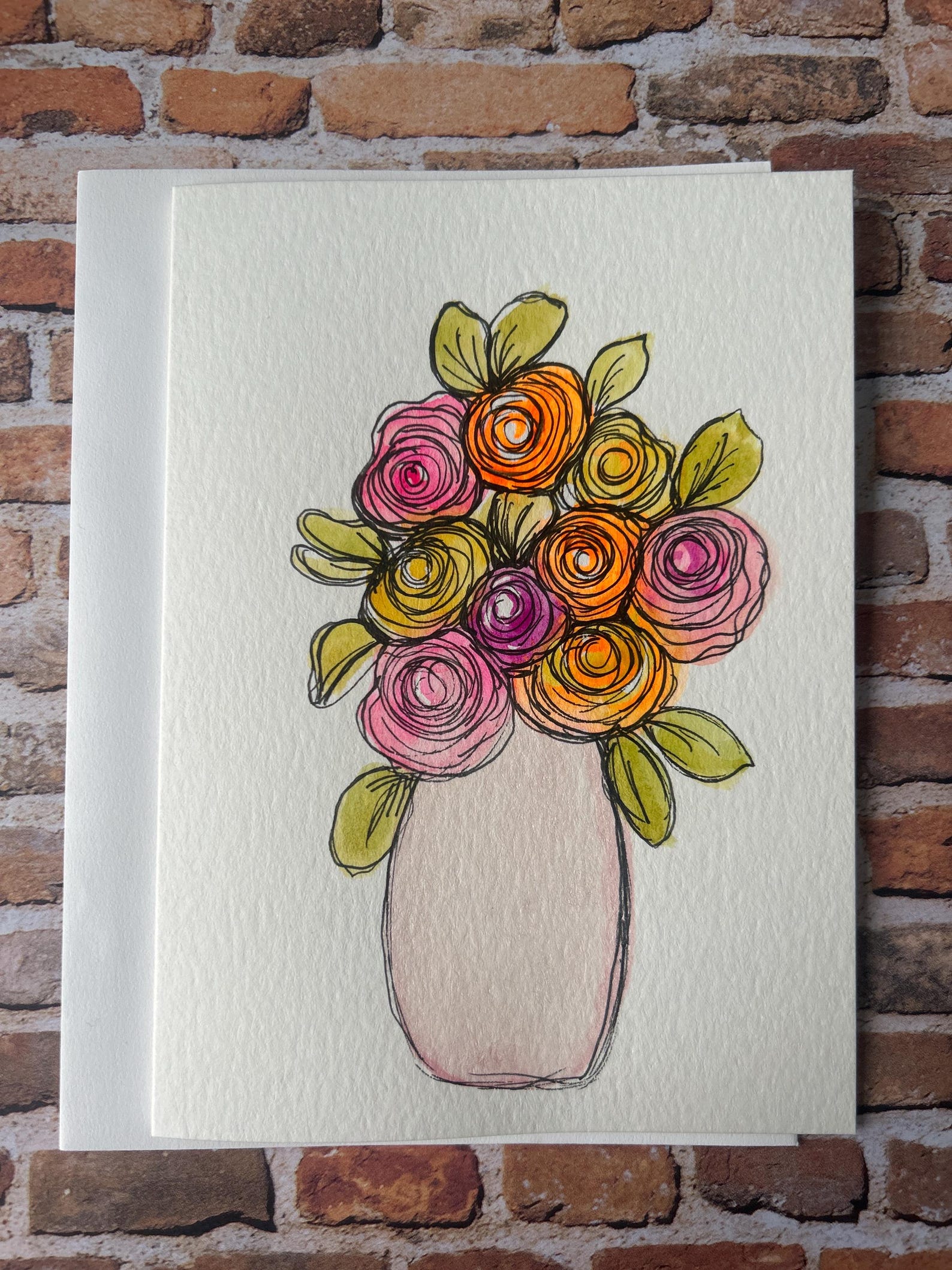 Hand Painted Watercolor Flower Card: One-of-a-kind Greeting Card - Etsy