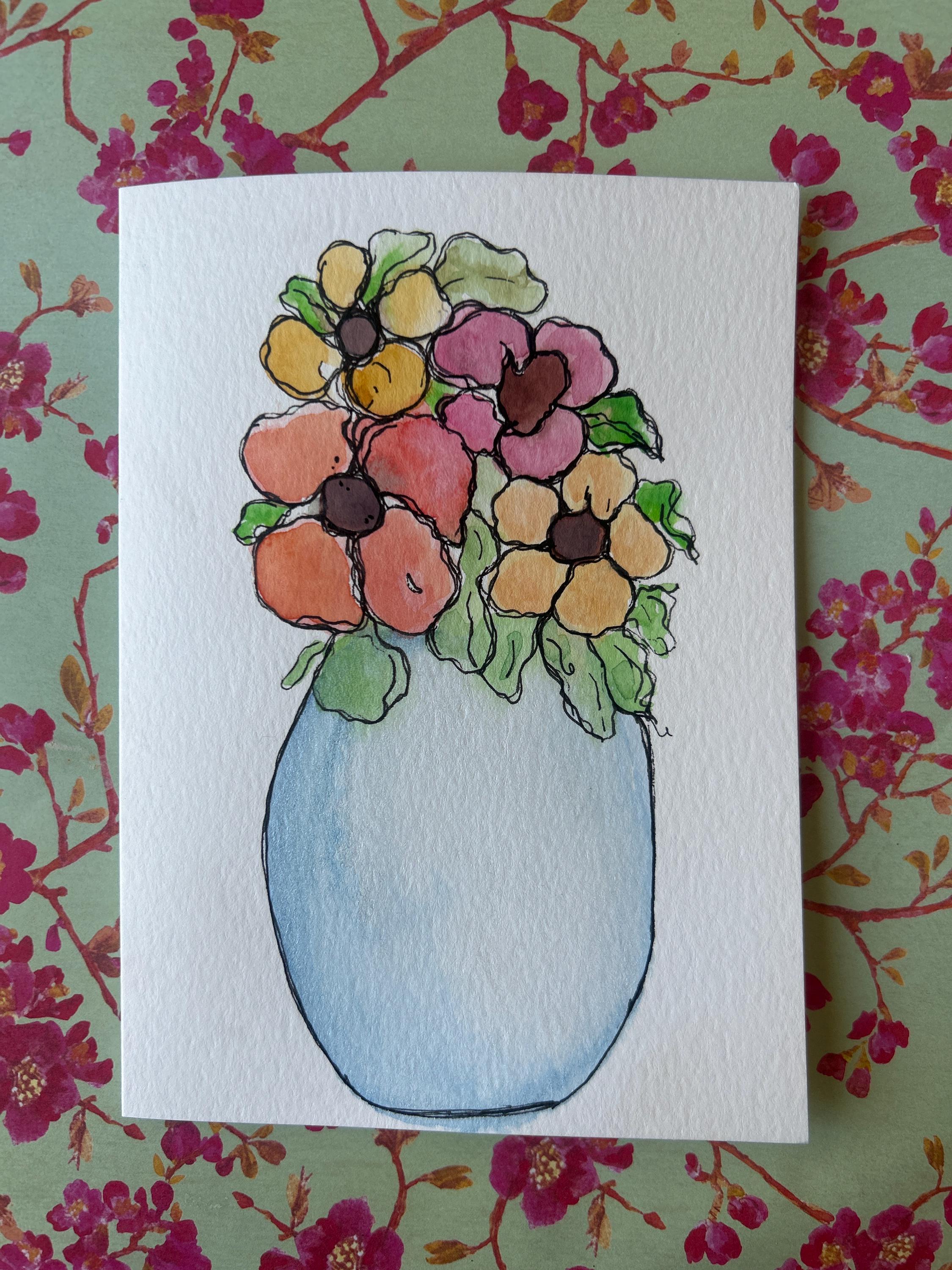 Hand Painted Watercolor Flower Card: Floral Greeting Card - Etsy