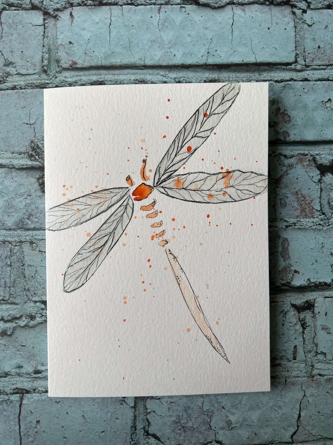 Watercolor Dragonfly Card, Hand Painted Dragonfly Card, Watercolor ...