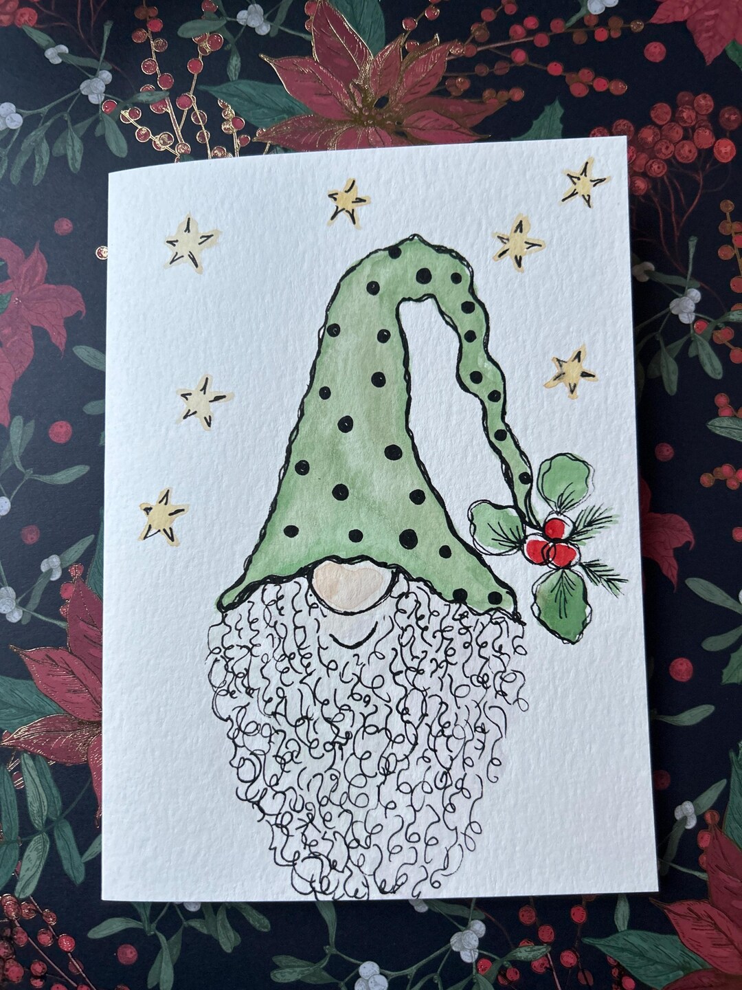 One-of-a-kind Watercolor Christmas Card With Envelope - Etsy
