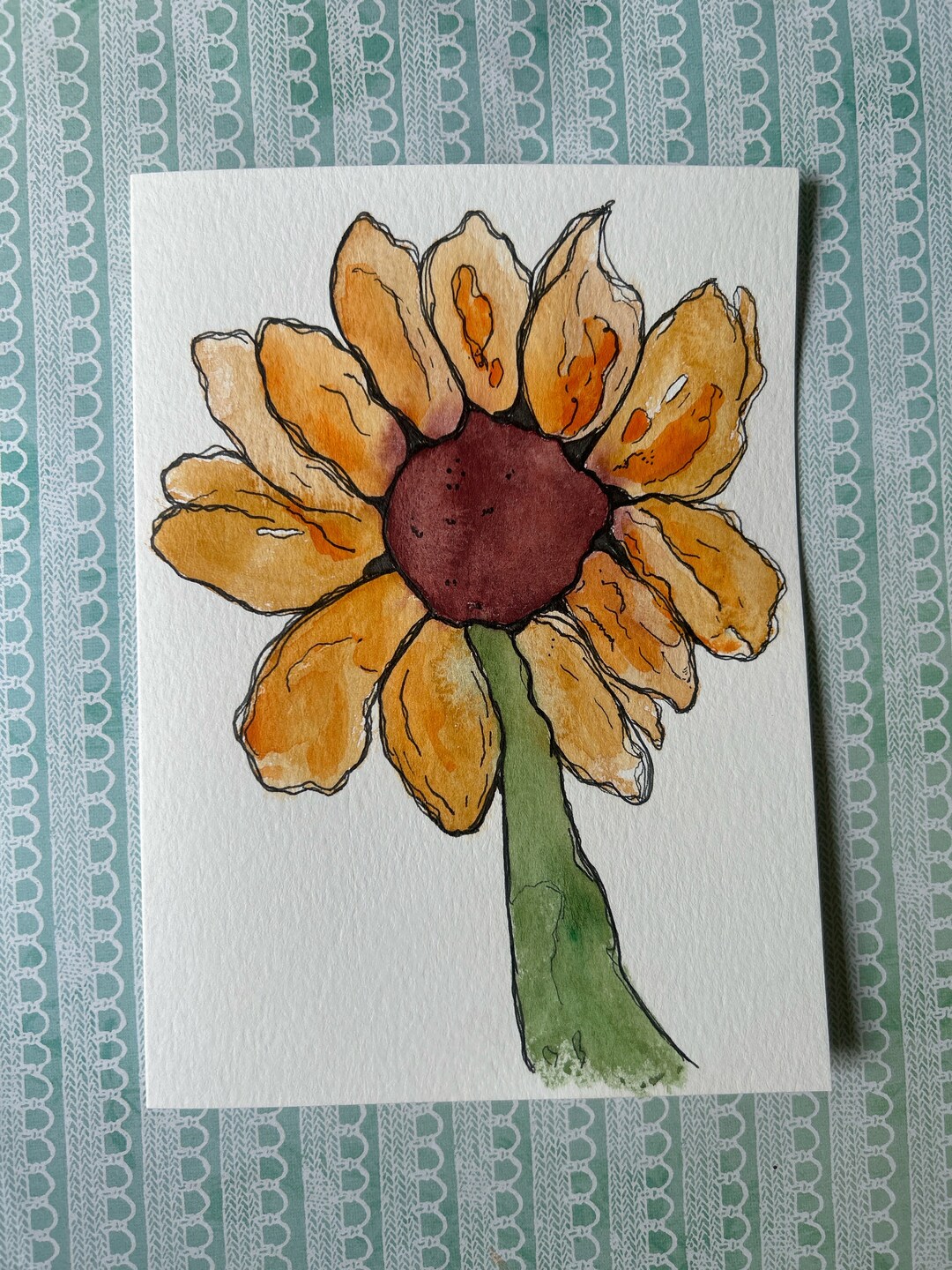 Sunflower Watercolor Card, Hand Painted Sunflower Card, Sunflower - Etsy