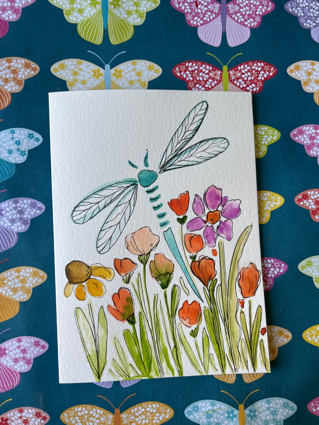 Watercolor Flower Card Hand Painted Flower Card One of a - Etsy