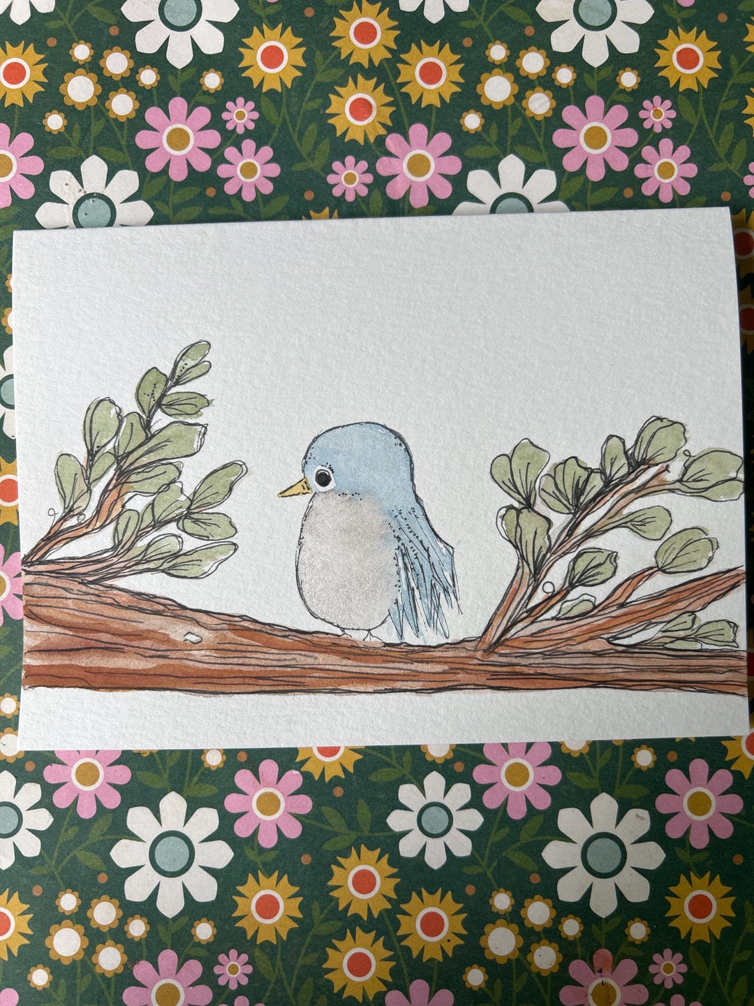 Watercolor Bird Card, Blue Bird Card, Hand Painted Bird Card - Etsy