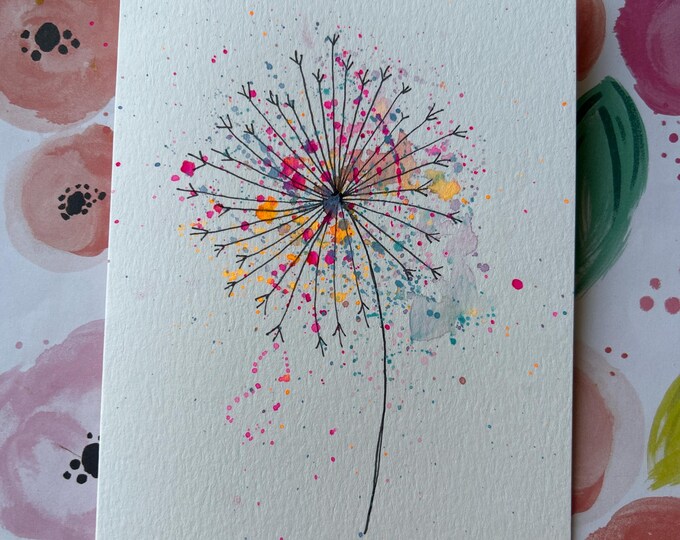 Hand Painted Dandelion Card: Watercolor Art - Etsy