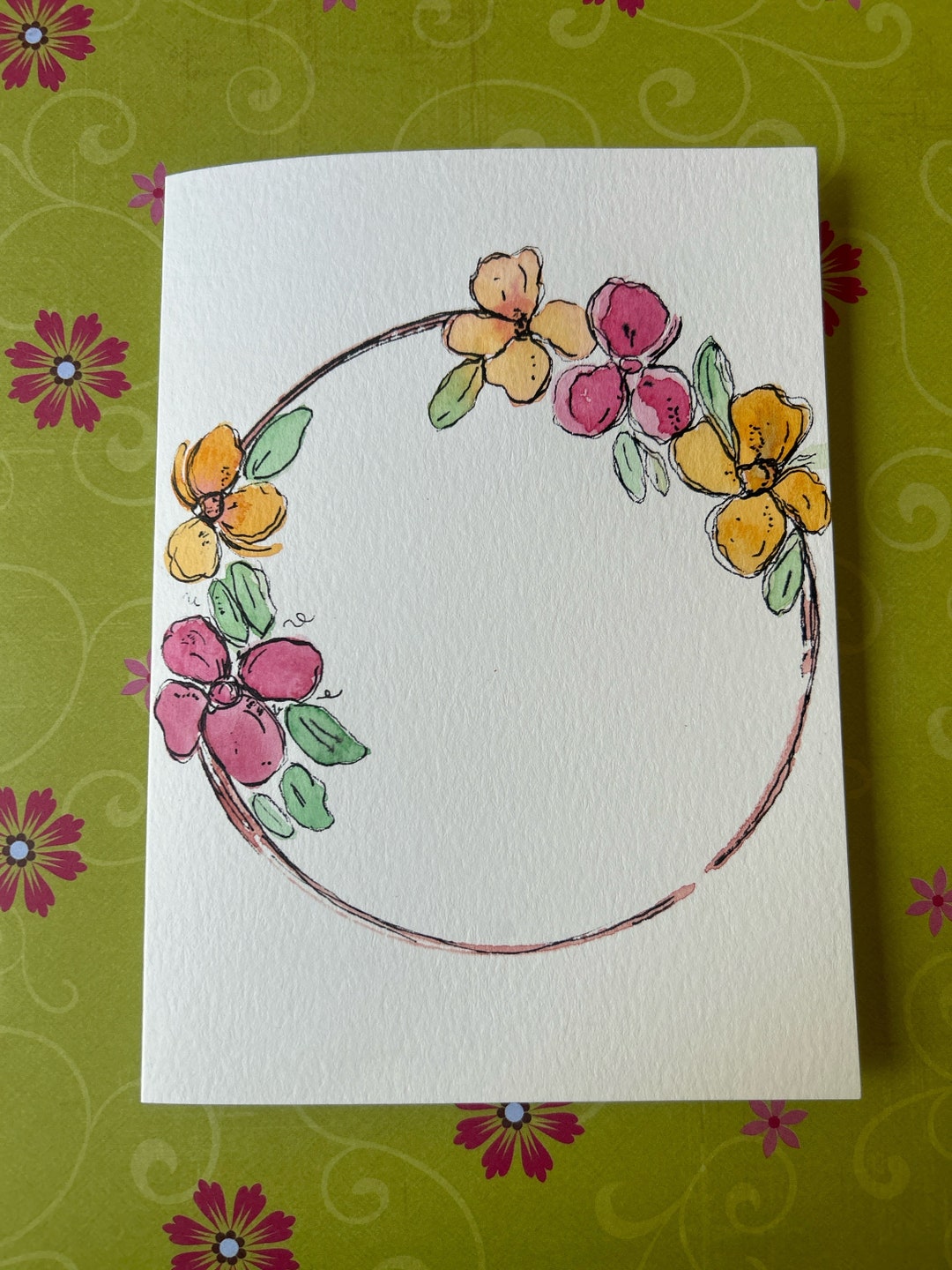 Floral Greeting Card, Homemade Watercolor Greeting Card, One of a Kind ...