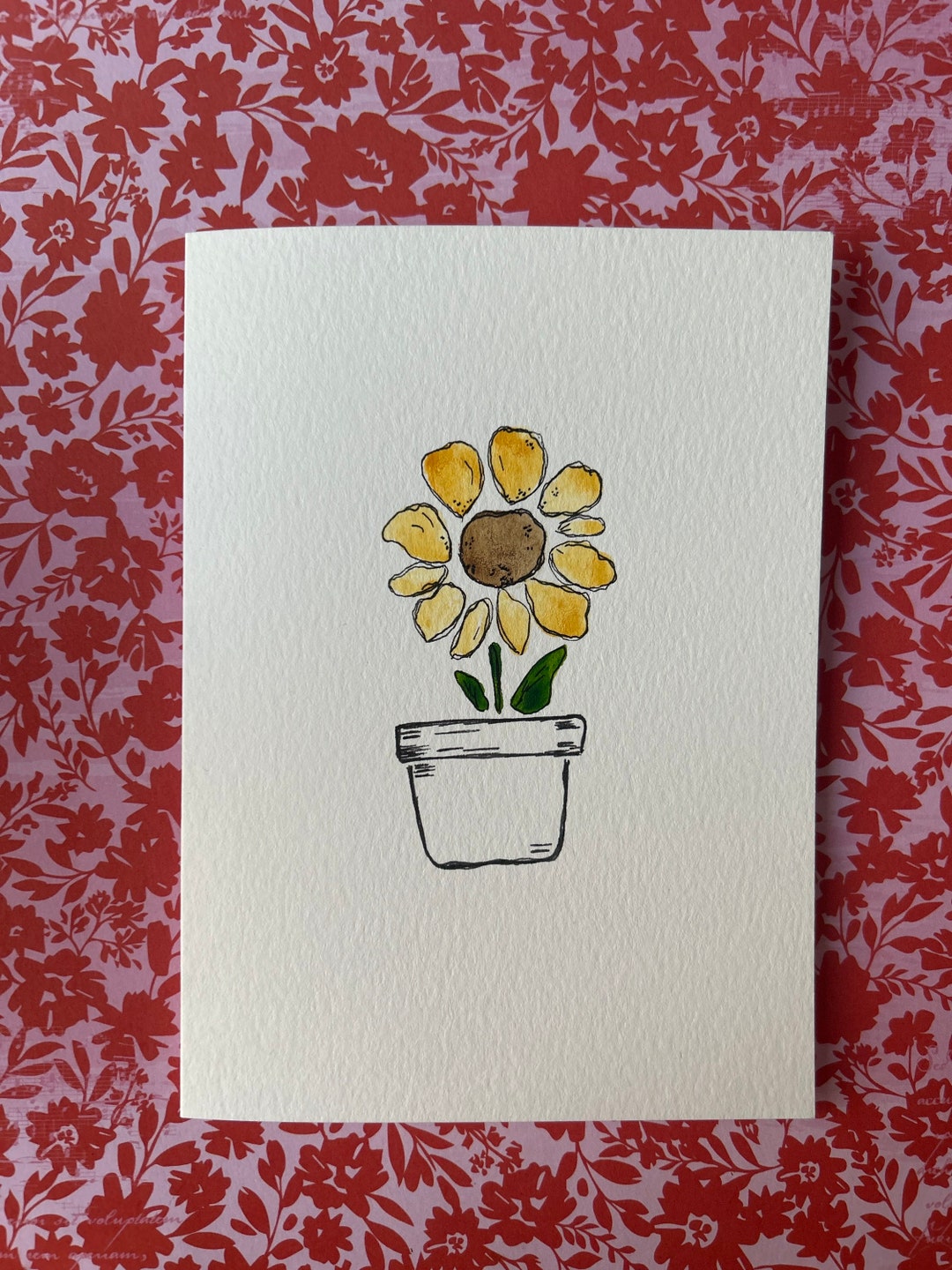 Sunflower Watercolor Card, Hand Painted Sunflower Card, Sunflower - Etsy