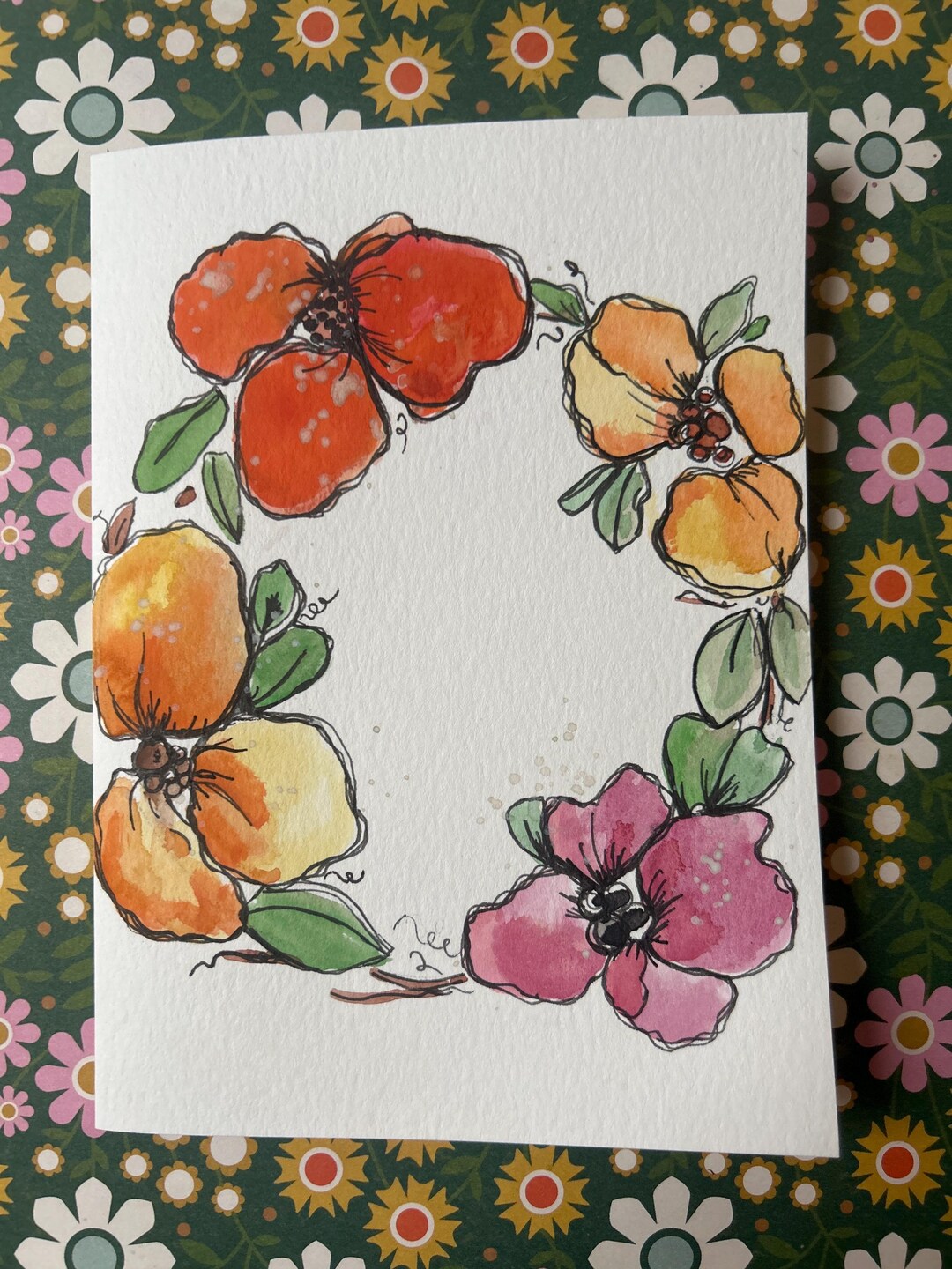 Original Watercolor Flower Card: Hand-painted Floral Art - Etsy