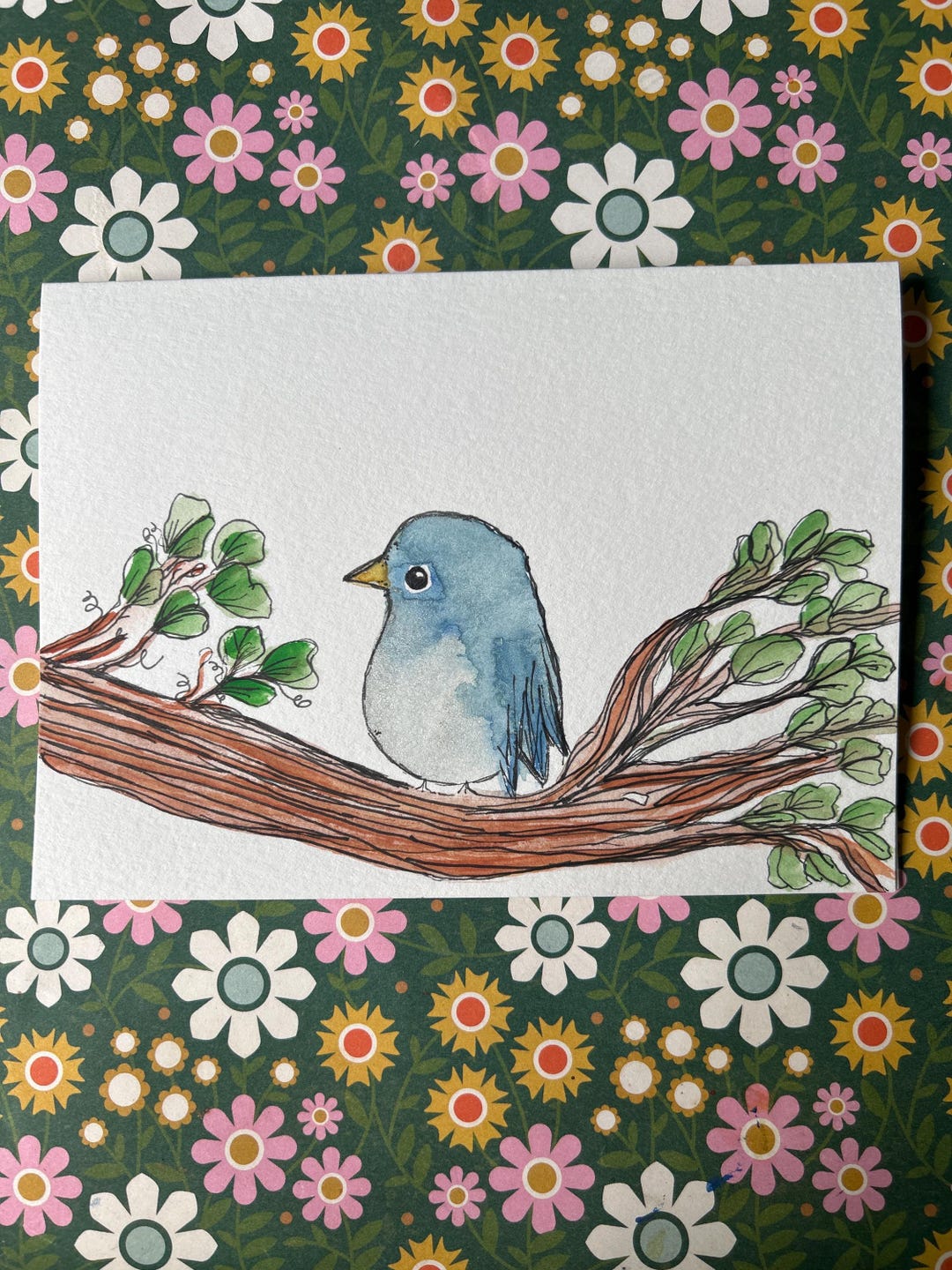 Watercolor Bird Card, Blue Bird Card, Hand Painted Bird Card - Etsy