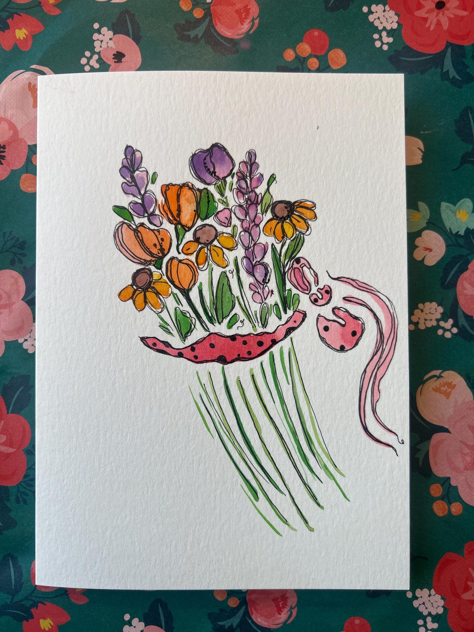 Original Watercolor Flower Card: Hand-painted Greeting Card - Etsy
