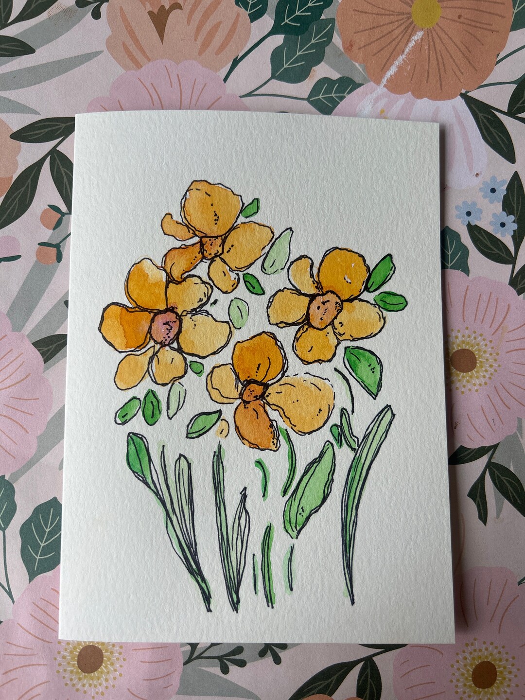 Handmade Watercolor Flower Greeting Card: Floral Art - Etsy