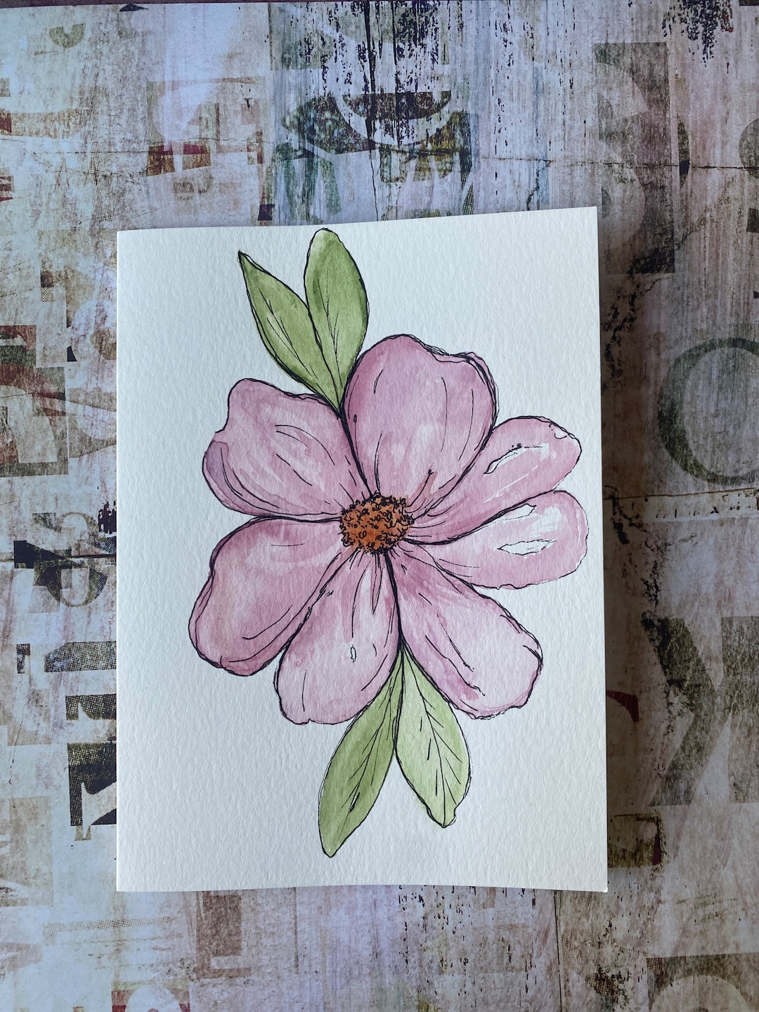 Hand Painted Watercolor Card Watercolor Flower Card - Etsy
