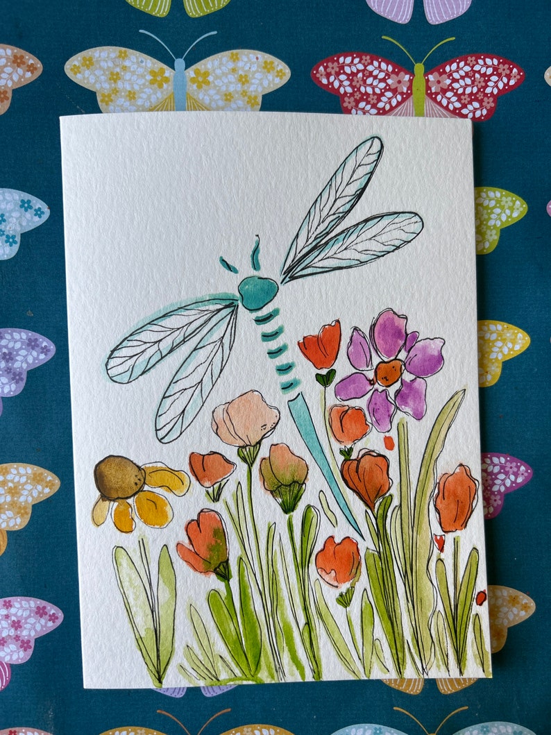 Watercolor Flower Card Hand Painted Flower Card One of a - Etsy