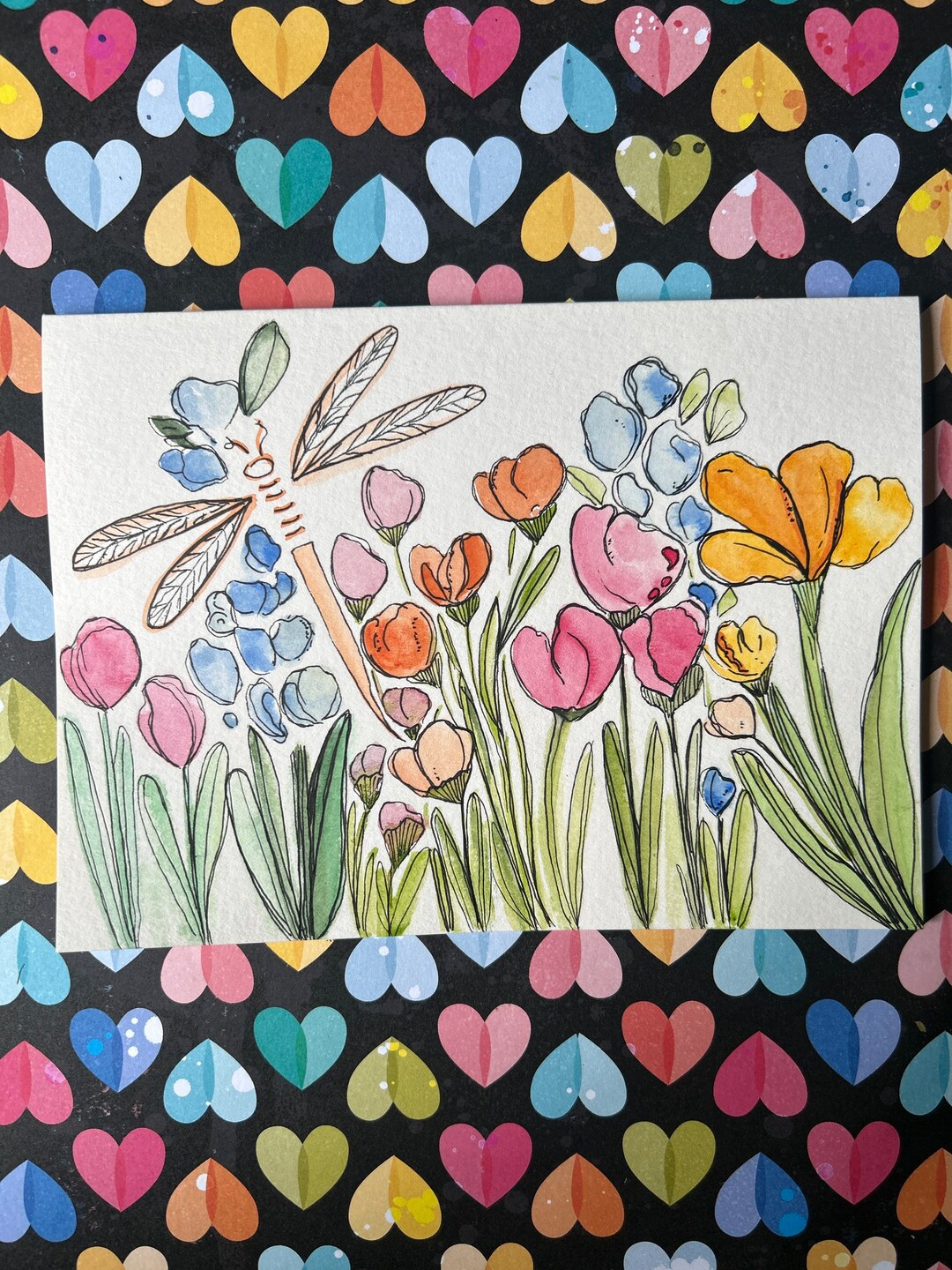 Hand Painted Flower Card Watercolor Flower Card Homemade - Etsy