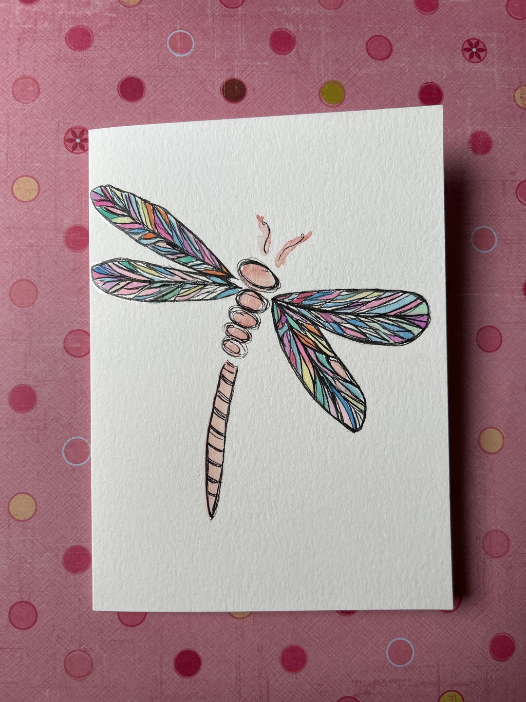 Watercolor Dragonfly Card, Hand Painted Dragonfly Card, Watercolor ...