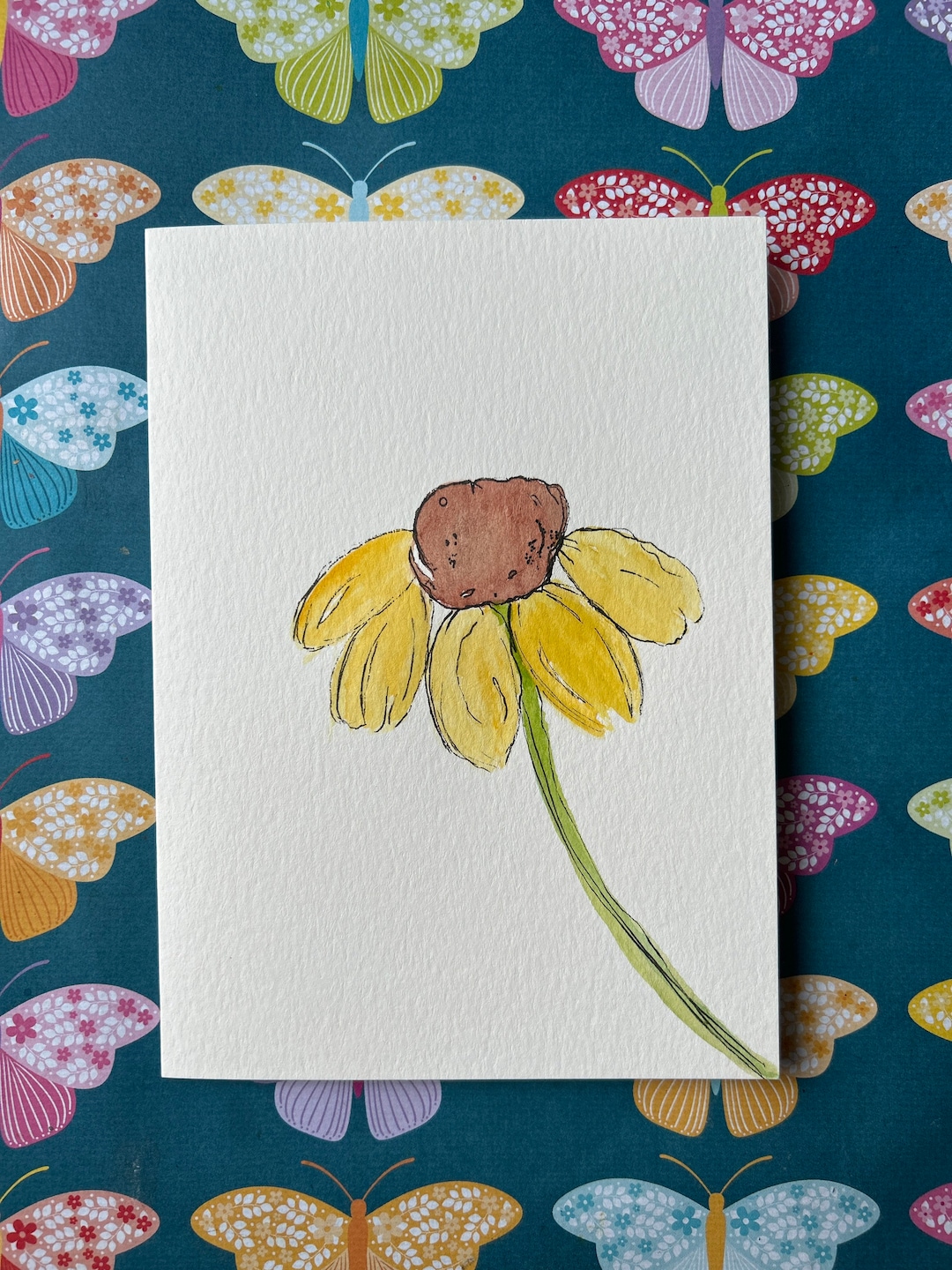 Homemade Watercolor Flower Card, One of a Kind Watercolor Flower Card ...