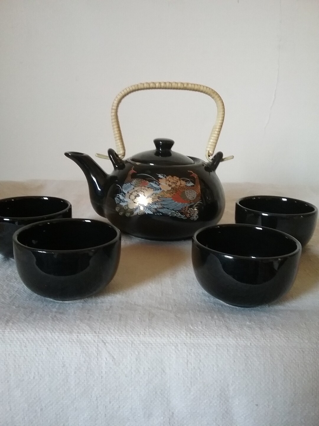 MCM Teapot and Four Cups - Etsy