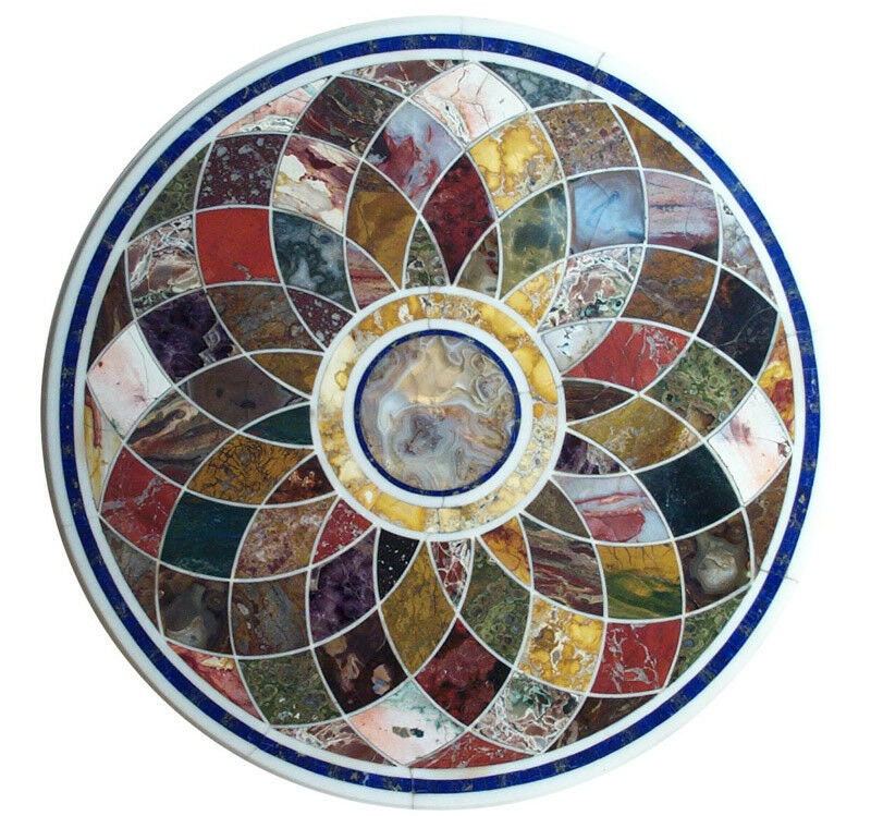 Marble Dining Table Top Multi Color Semi Precious Stone - Etsy