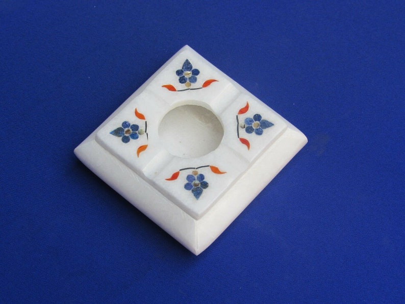 Marble Inlay Ashtray Pietra Dura Semi Precious Stone Handmade - Etsy