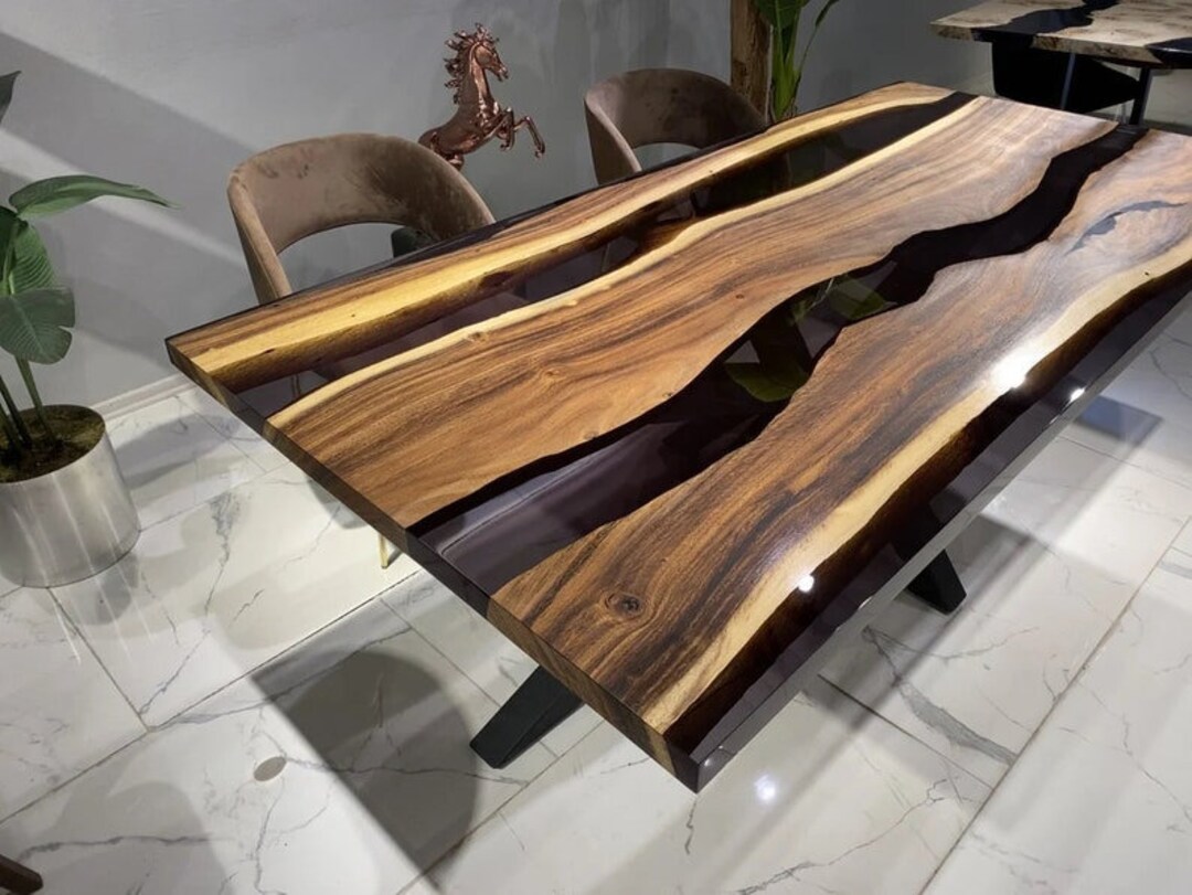 Epoxy Resin River Table / Kitchen Resin Wooden Tables / Resin Counter ...