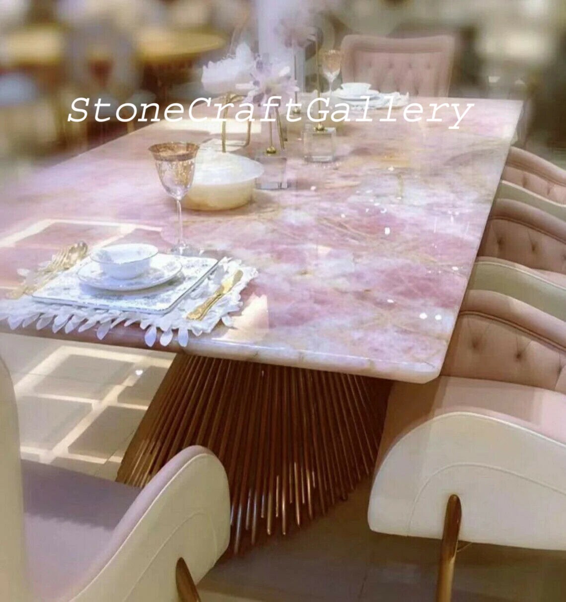 Pink Rose Quartz Dining Table / Rose Quartz Vanity Top / Rose - Etsy