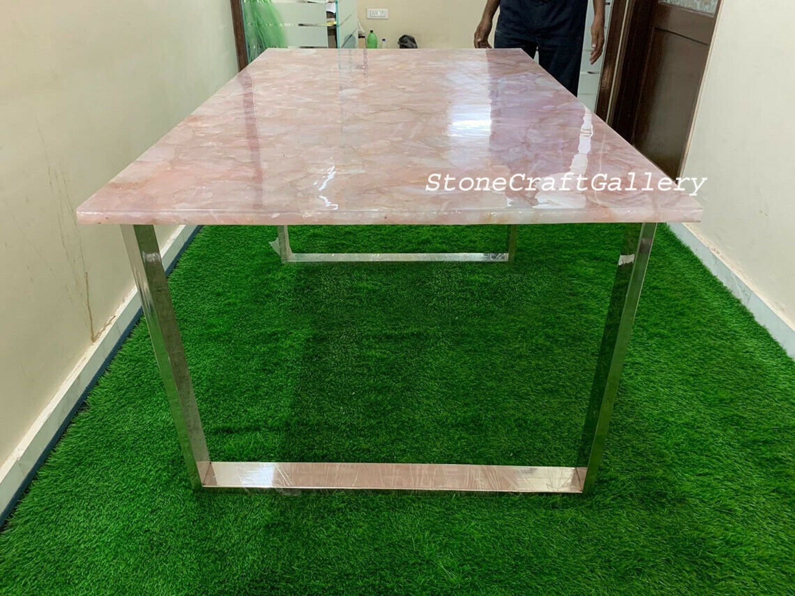 Rose Quartz Stone Slab Counter Top Random Farm House Table | Etsy