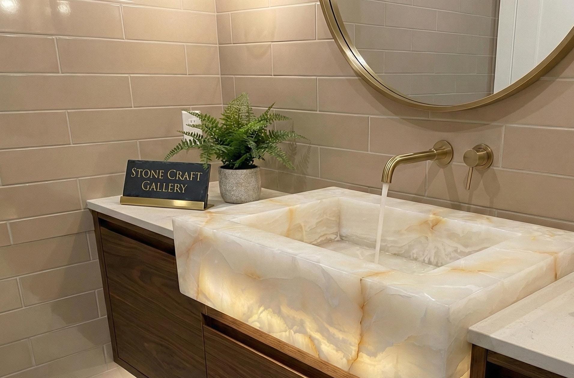 White Onyx Sink – Translucent Natural Stone Bathroom Basin – Modern ...
