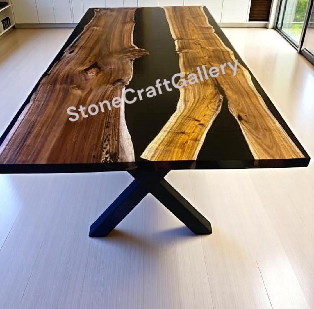 Epoxy Resin Wood Table, River Table Design, Live Edge Dining Table ...