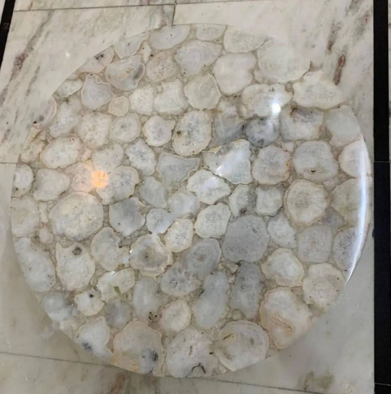 White Agate Table Top Agate Stone Round Table Agate Table - Etsy