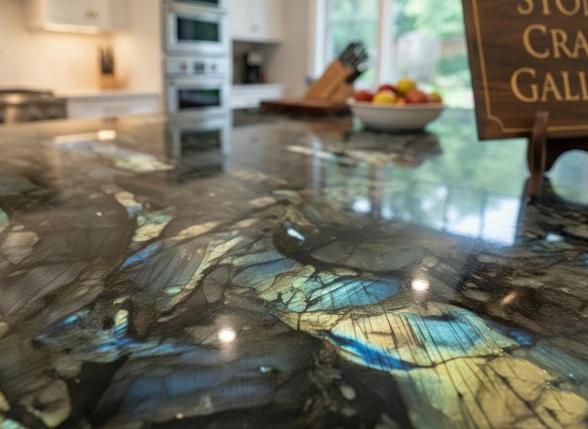 Luxury Labradorite Kitchen Island Countertop | Blue Flash Gemstone Slab ...