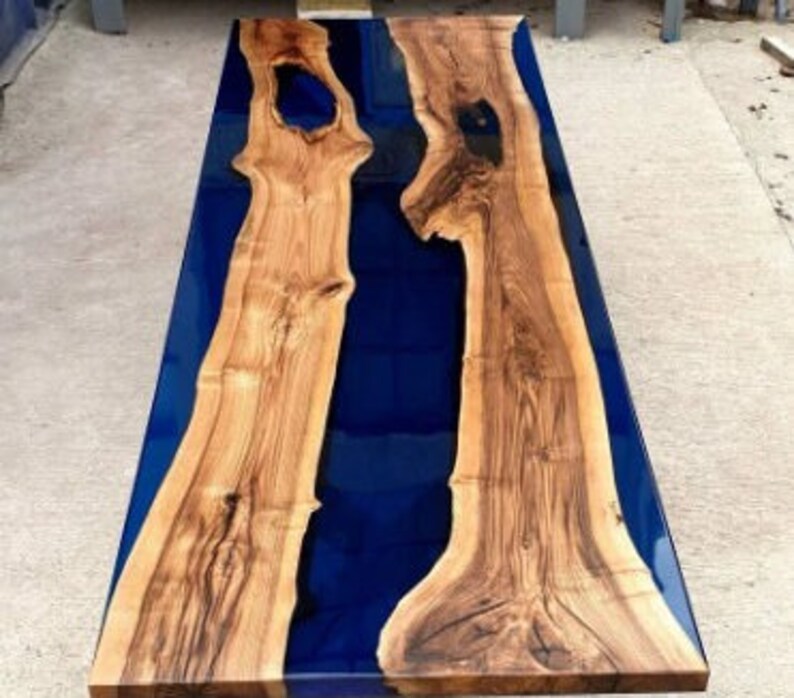 Epoxy Table Top / Epoxy Blue Resin River Table Top - Etsy