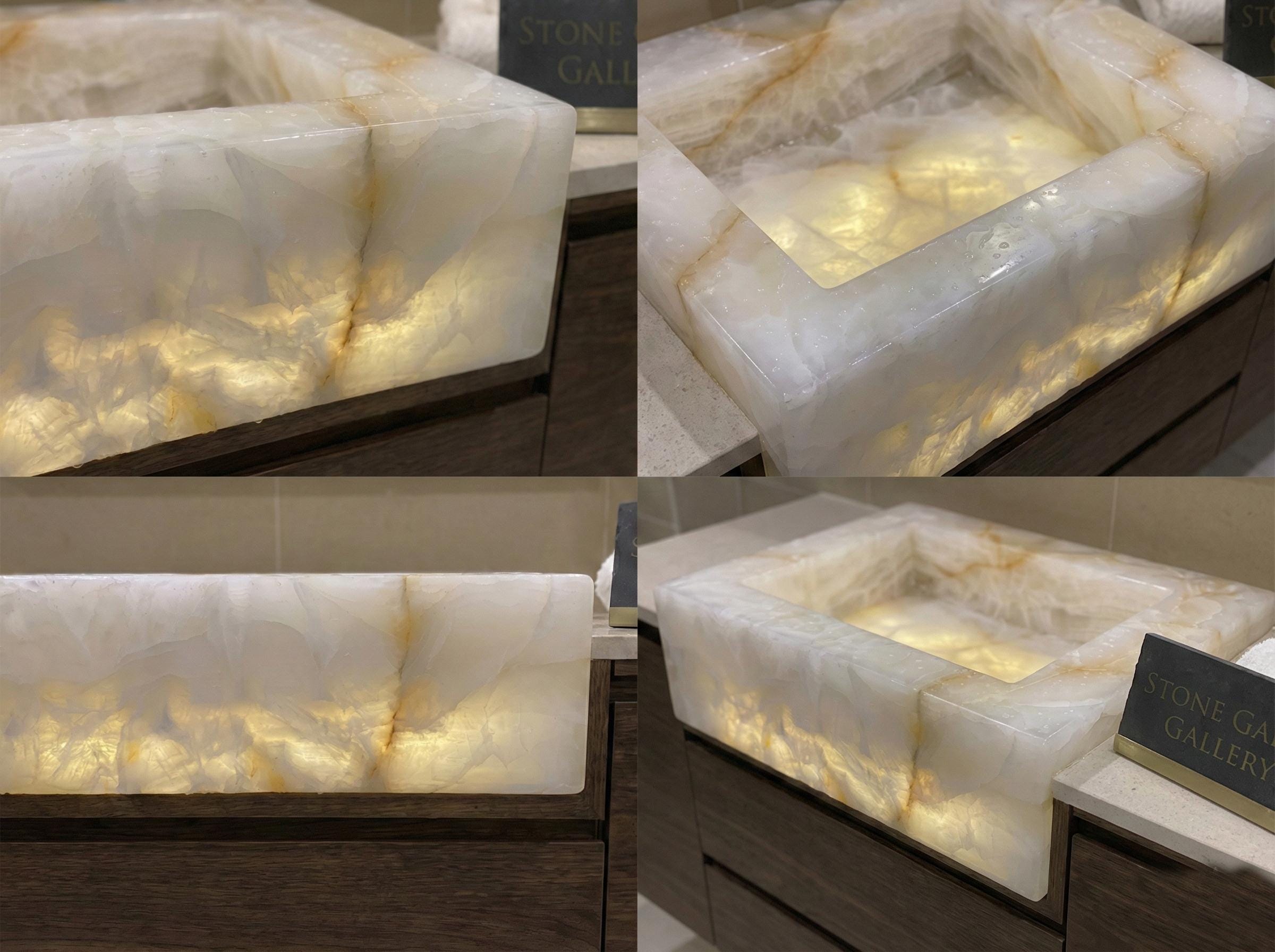 White Onyx Sink – Translucent Natural Stone Bathroom Basin – Modern ...