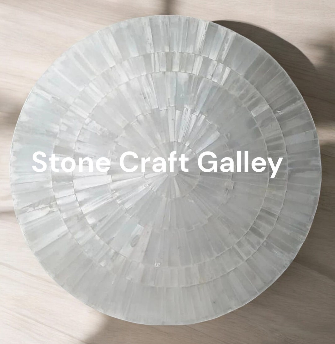 Selenite Table Top, Selenite Coffee Table, Round Selenite Dining Table ...