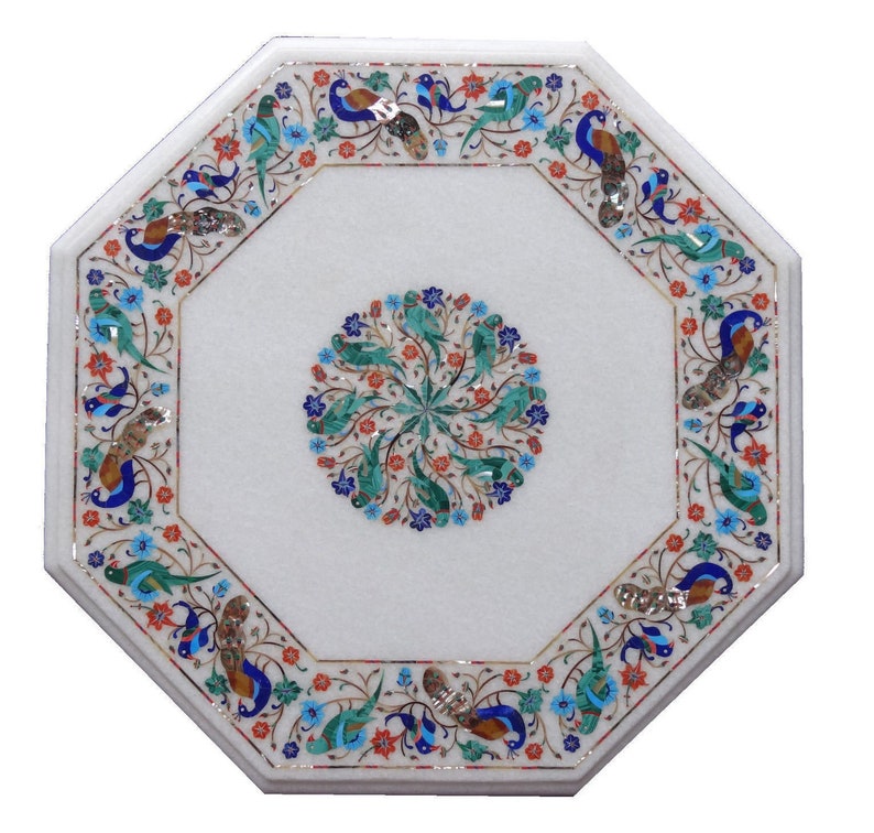 Marble Table Top Handmade Multi Color Semi Precious Stone - Etsy