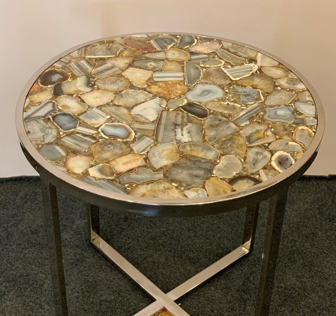 Agate Corner Side Table Top Natural Agate Round Table Agate - Etsy