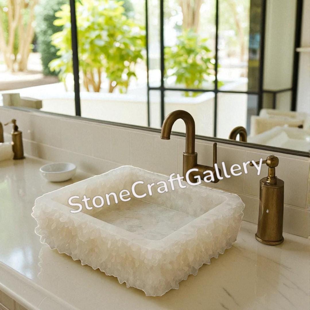 Quartz Stones Wash Basin - Unique Kitchen Countertop Sink, Custom Home ...