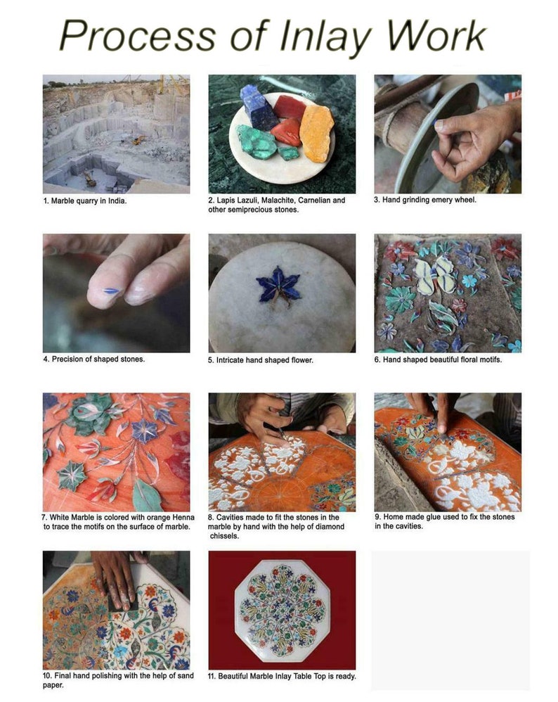 Marble Side Corner Table Top Stones Inlay Handmade Work Home - Etsy