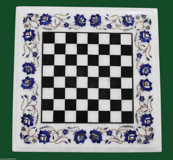 Marble Chess Table Top Handmade Inlay Work Lapis Semi Precious | Etsy