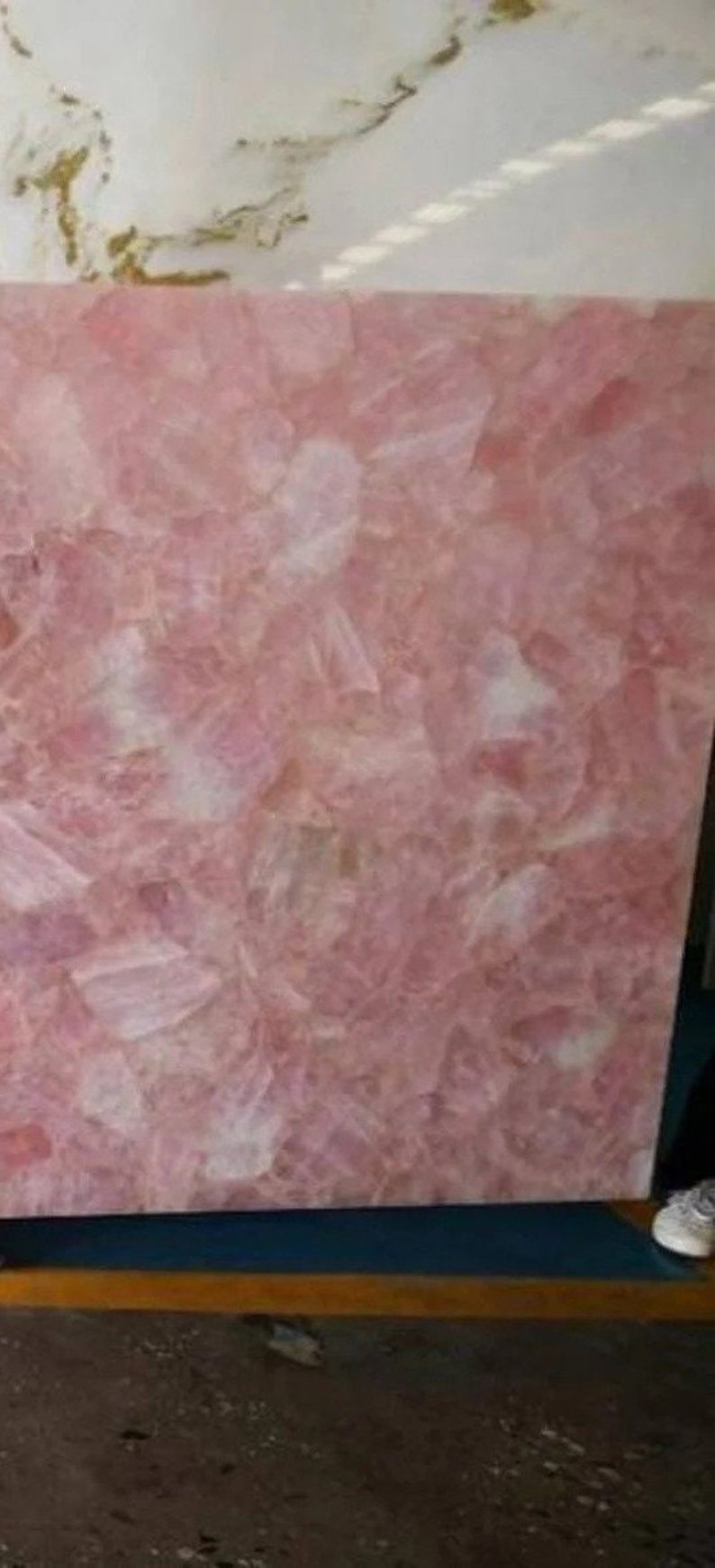 Rose Quartz Stone Slab Counter Top Random Farm House Table - Etsy