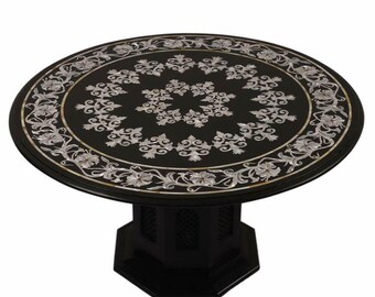 Round Marble Dining Center Table Top Handmade Inlay Art Multi - Etsy