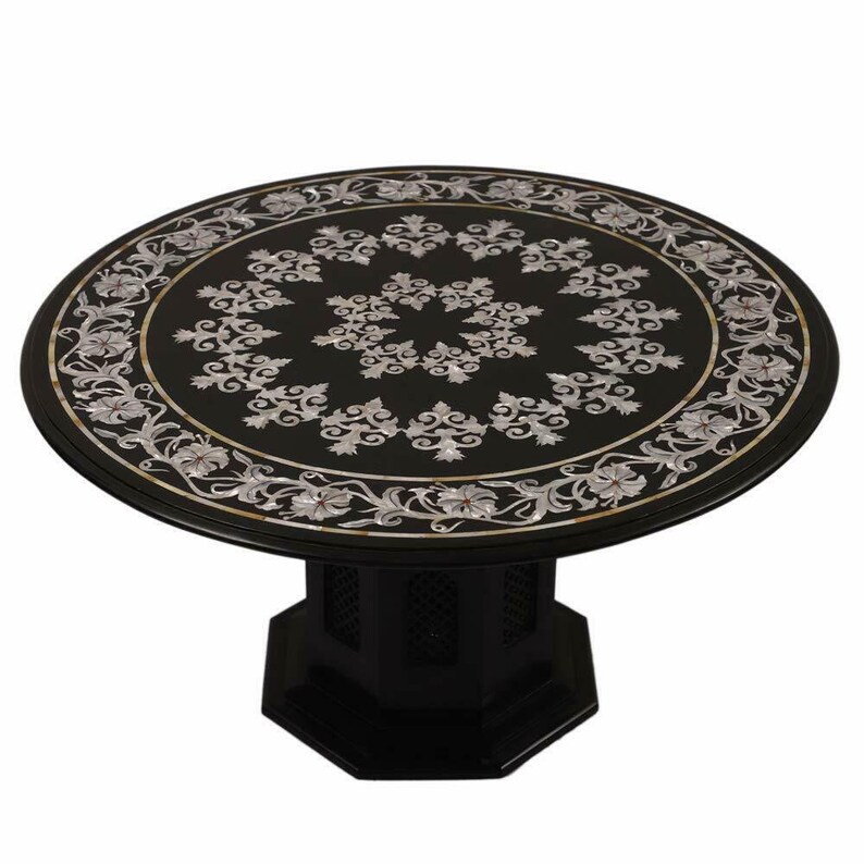 Round Marble Dining Center Table Top Handmade Inlay Art Multi - Etsy