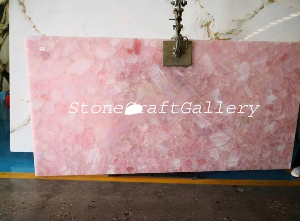 Rose Quartz Stone Slab Counter Top Random Farm House Table | Etsy