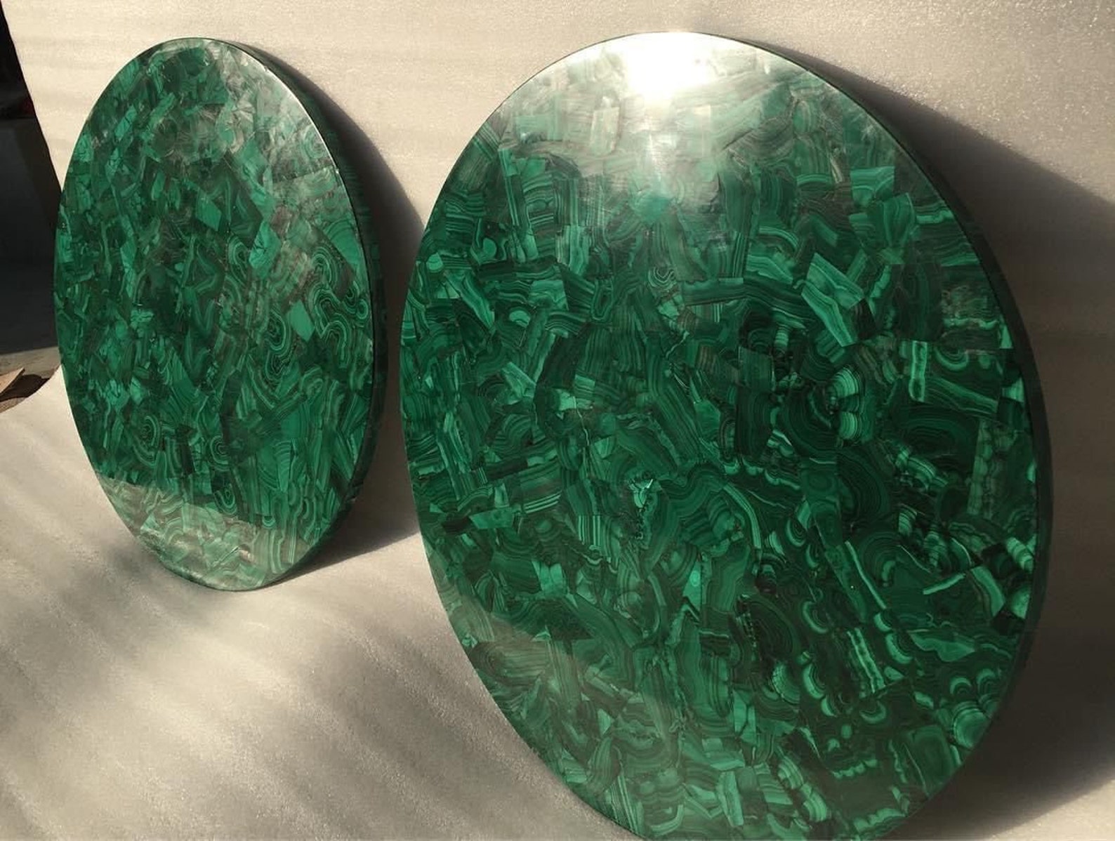 Set of Two Malachite Marble Coffee Side Table Top Handmade - Etsy