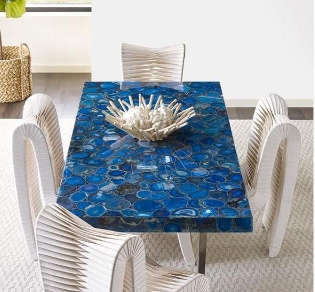 Stunning Natural Handmade Blue Agate Table Top Perfect for - Etsy