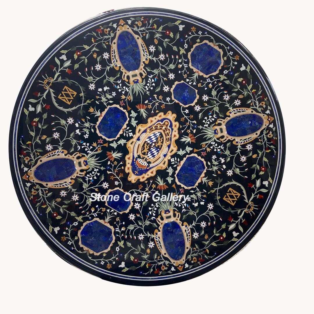Marble Dining Center Table Top Semi Precious Stones Inlay Work - Etsy
