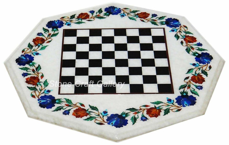 White Marble Chess Table Top Handmade Inlay Work Home Decor - Etsy