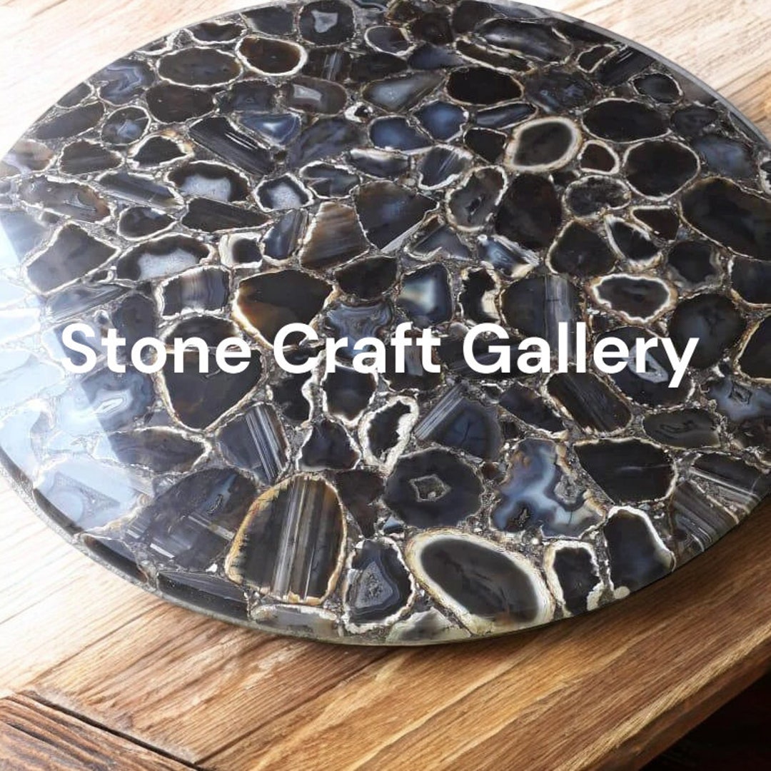 Black Agate Top Dining Table Custom Conference Table for Office and ...